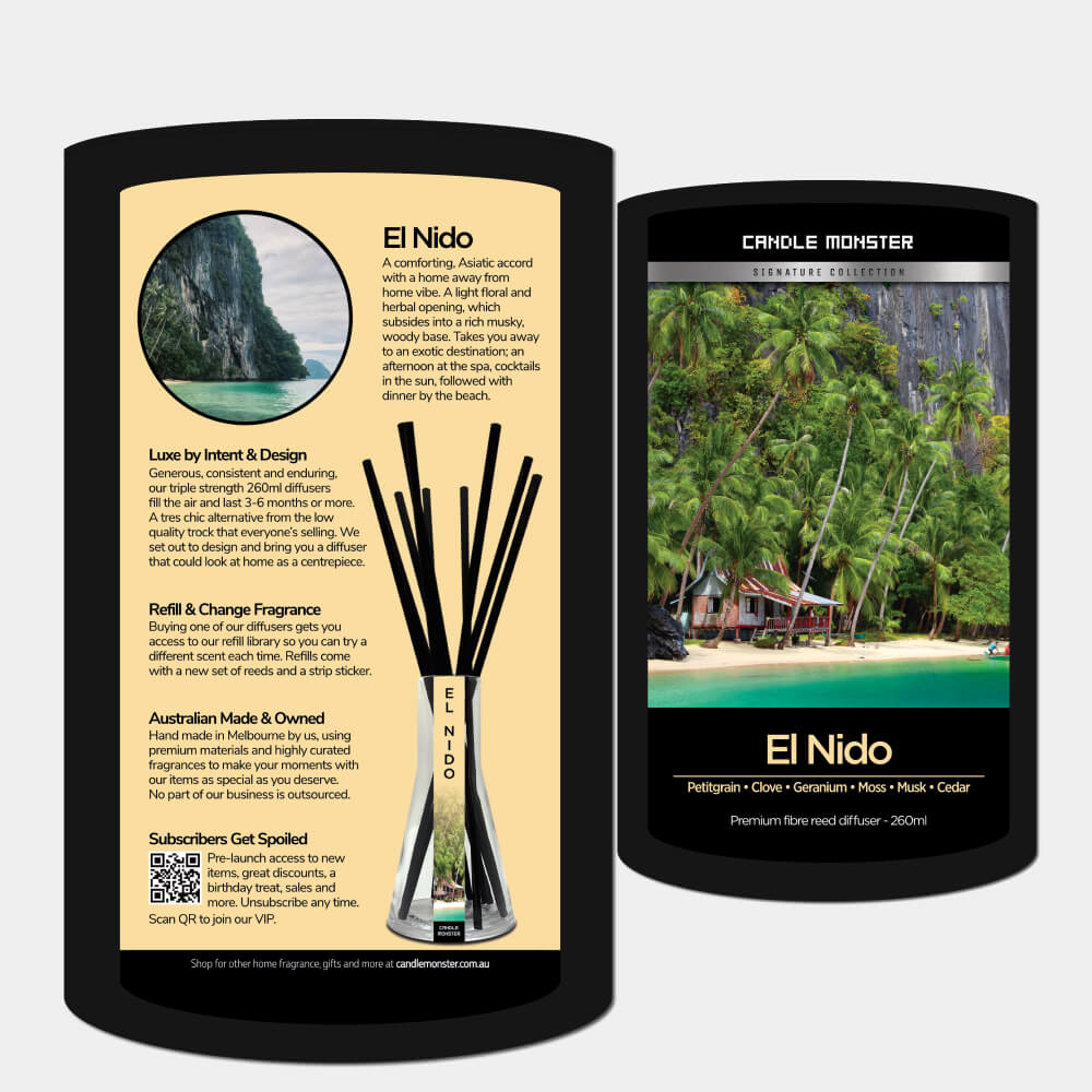 El Nido Premium Fibre Reed Diffuser 260ml | Woody – Candle Monster